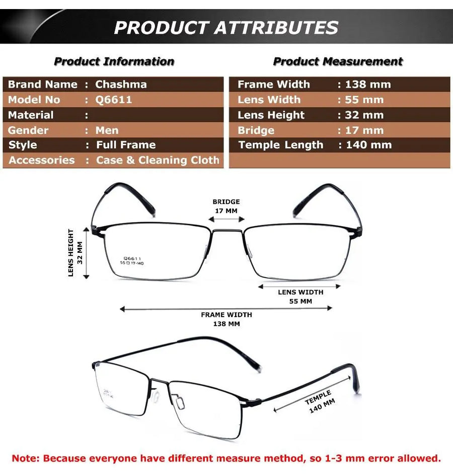 Chashma Ottica Men's Eyeglasses 6611 – FuzWeb