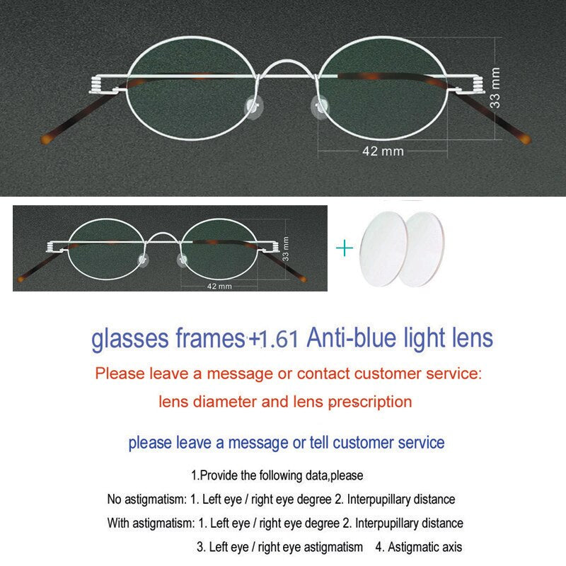 Customizable Unisex Stainless Steel Eyeglasses Screwless Frames Fuzweb