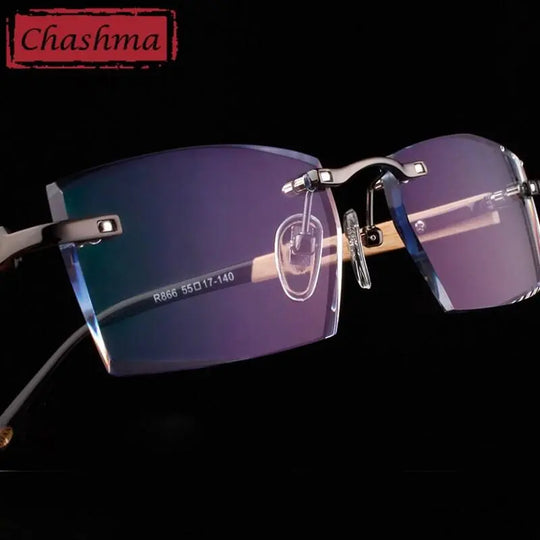 Chashma Ottica Men's Eyeglasses - Rimless Titanium with Bamboo Temples ...