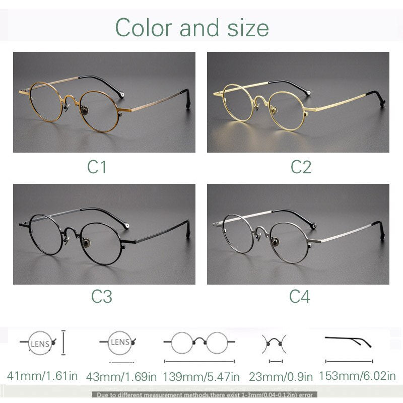 Yujo Unisex Full Rim Small 43mm Round Eyeglasses Fuzweb