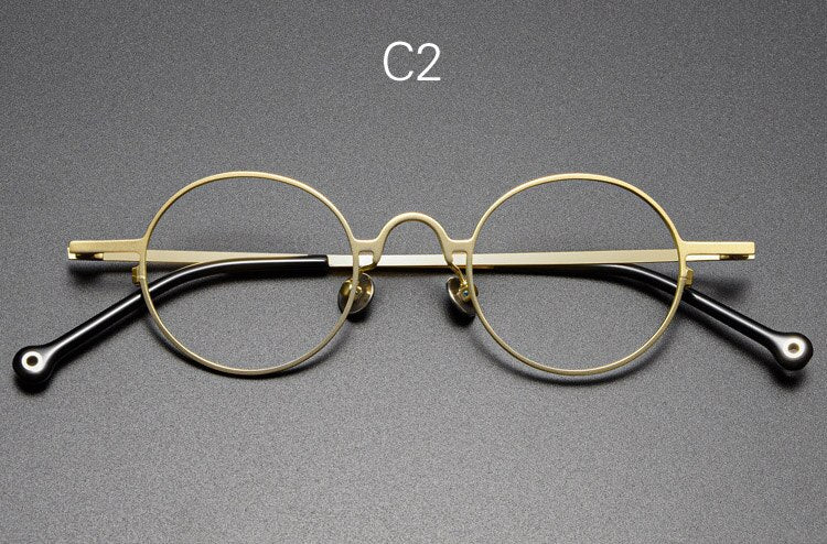 Yujo Unisex Full Rim Small 43mm Round Eyeglasses Fuzweb