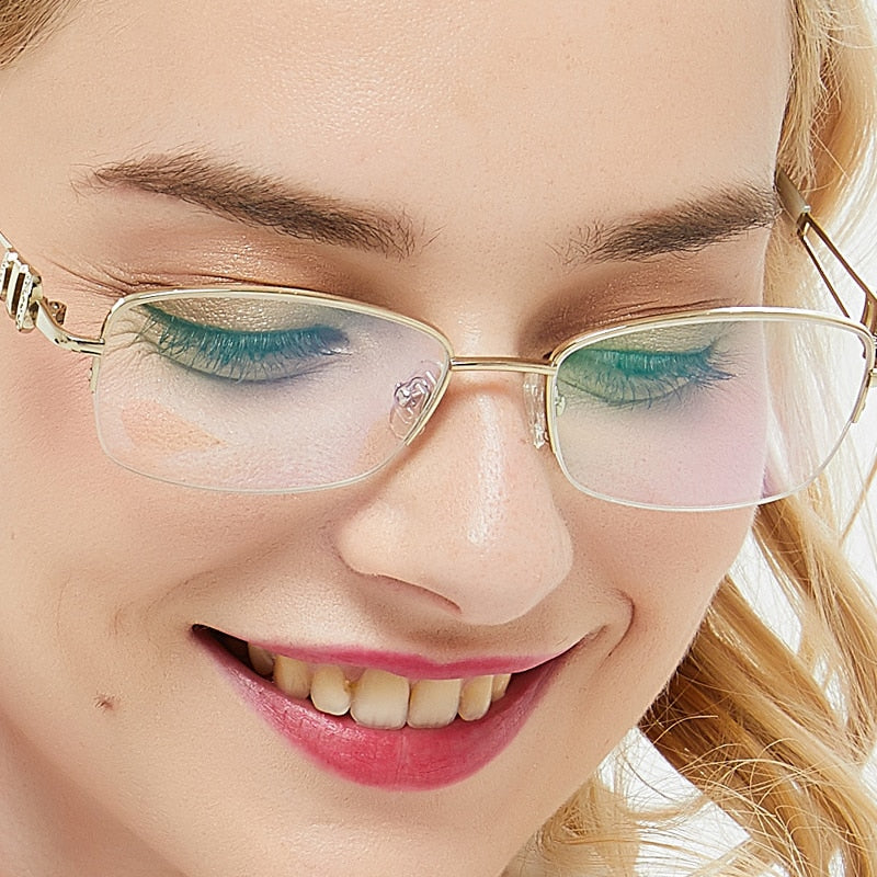 Meeshow Pure Titanium Womens Eyeglasses Frame With Rhinestones Fuzweb