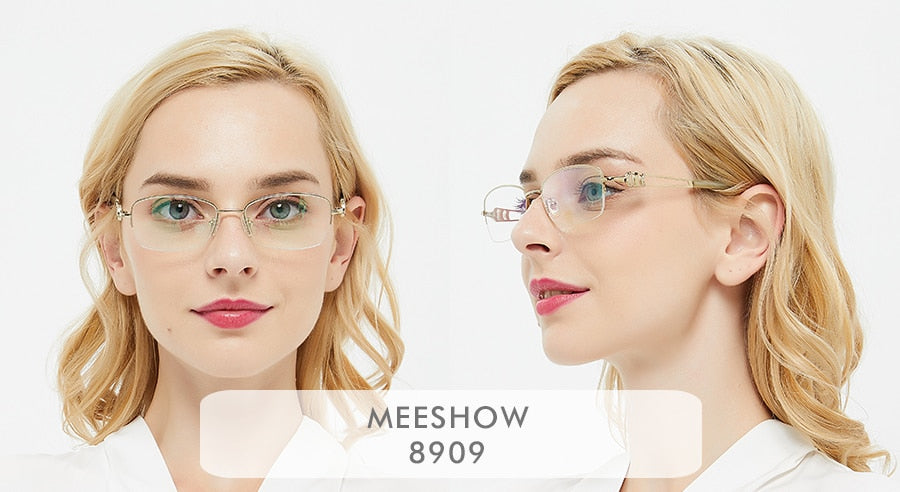 Meeshow Pure Titanium Womens Eyeglasses Frame With Rhinestones Fuzweb